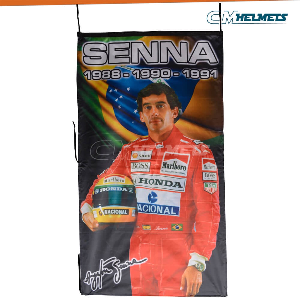 AYRTON SENNA VERTICAL FLAG BANNER 3 X 5 FT - 150 X 90 CM | CM Helmets